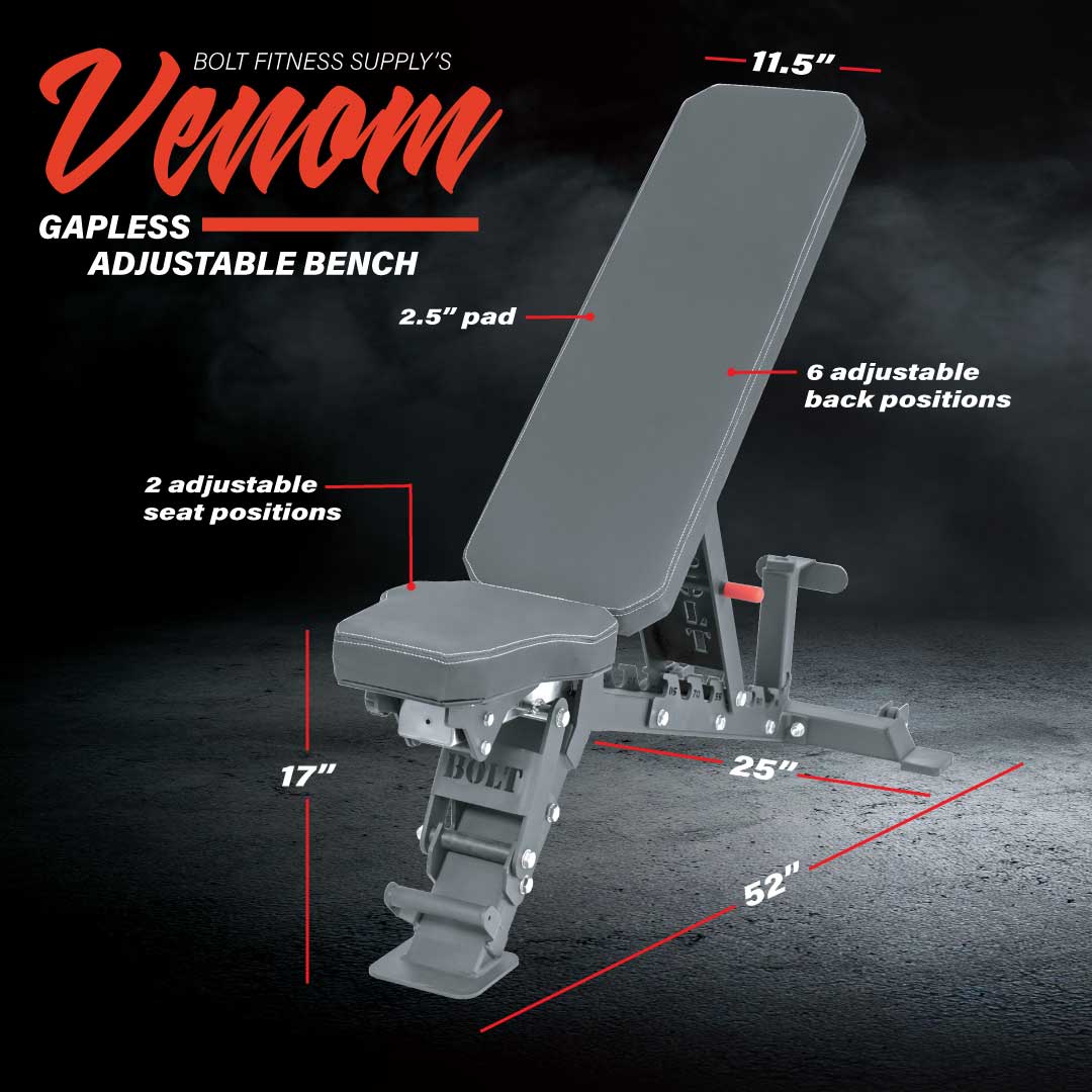 Bolt Fitness Venom Gapless Adjustable Bench - Home Gym Singapore